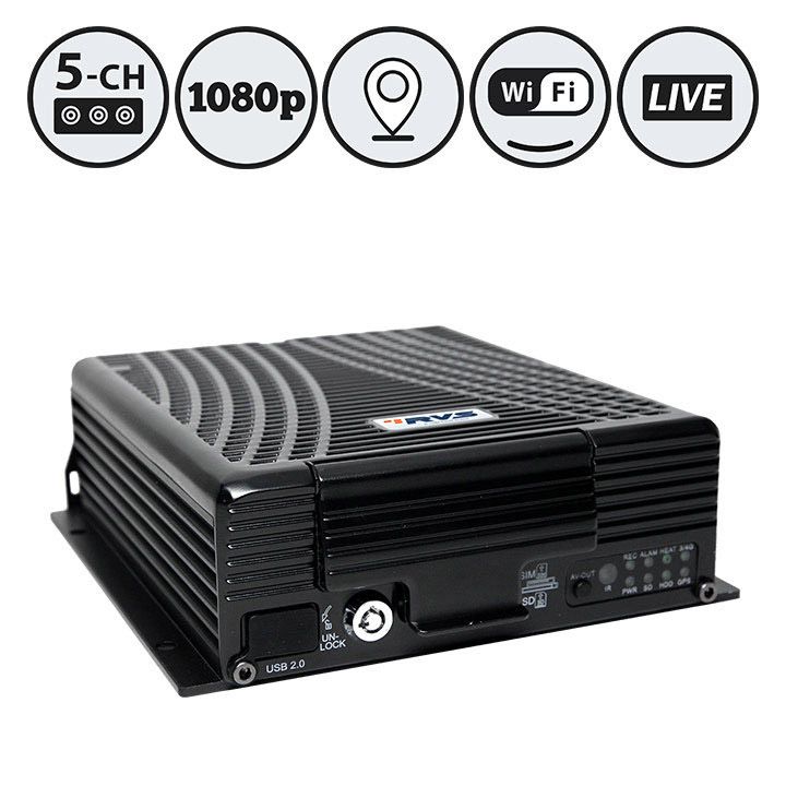 MobileMule™ 5 Channel 1080P Mobile DVR with GPS Tracking and Live Vide